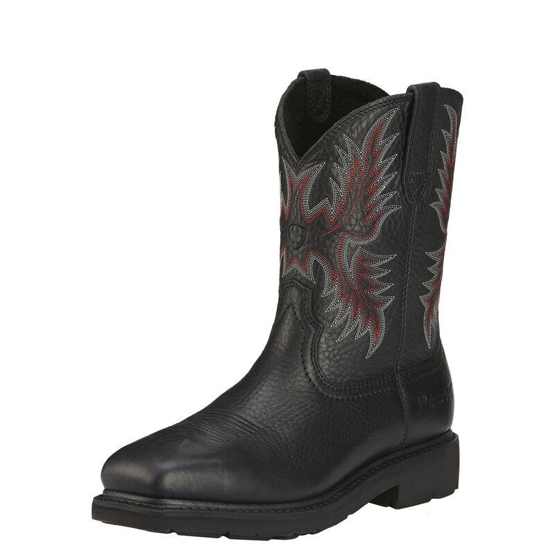 SIERRA WIDE SQUARE TOE STEEL TOE WORK BOOT - BLACK | Guidefitter